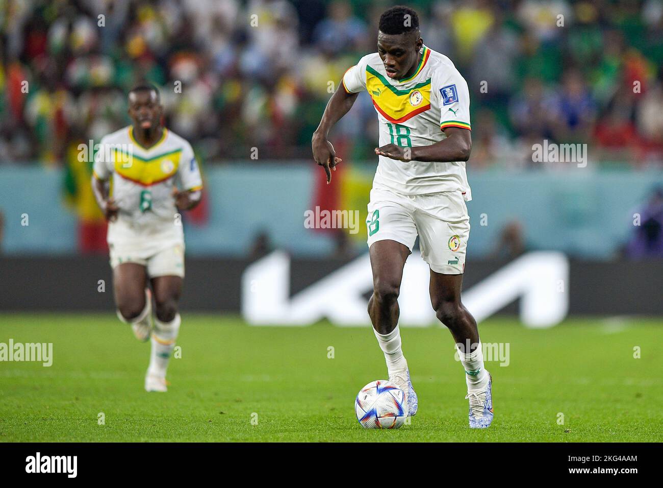 DOHA, QATAR - NOVEMBER 21: Ismaila Sarr of Senegal runs with the ball ...