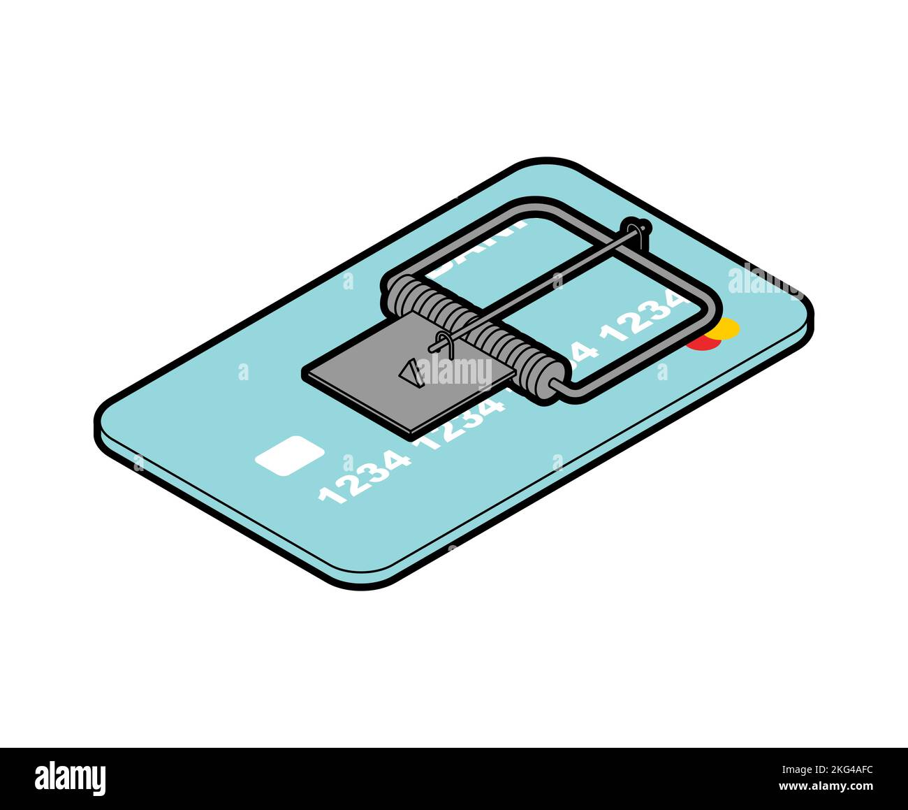 Credit card Mousetrap. Concept credit trap. Vector illustration Stock ...
