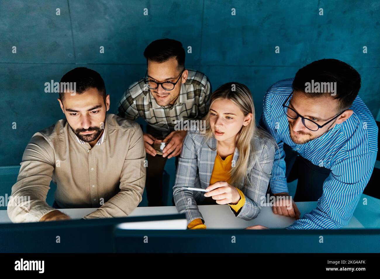business meeting office young late computer monitor night business ... business meeting office young late computer monitor night business ...