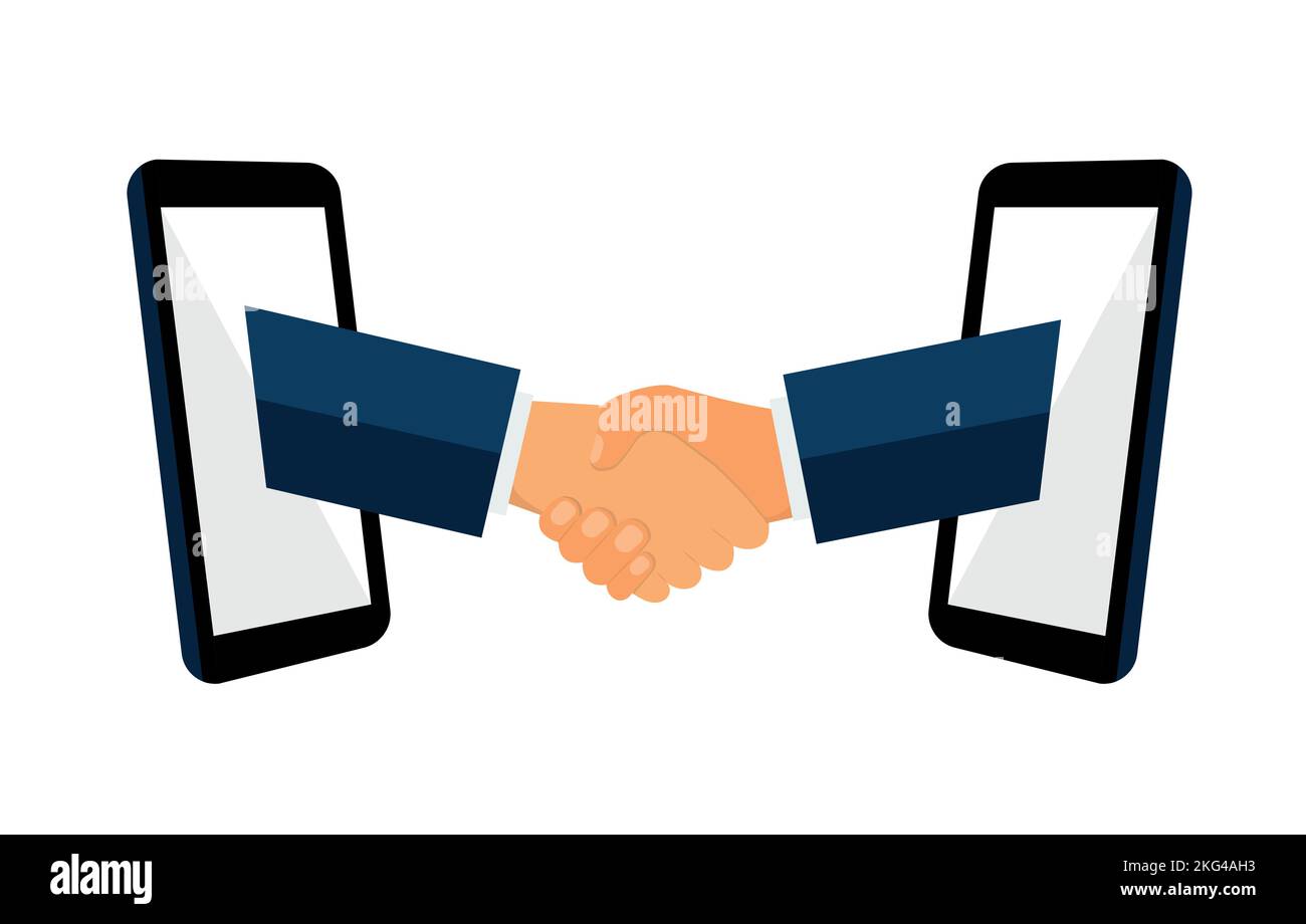 Business handshake vector illustration flat style. Online Communication ...