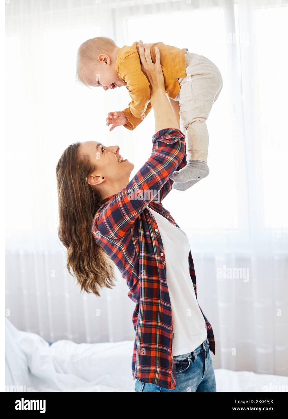 mother child baby having fun family happy childhood care cheerful cute ...