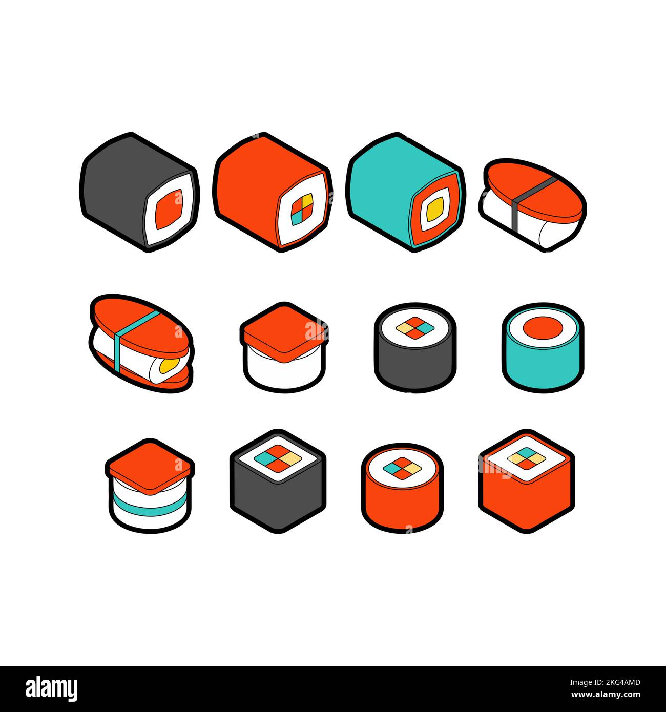 Sushi rolls set. Traditional Japanese food. Vector illustration Stock ...