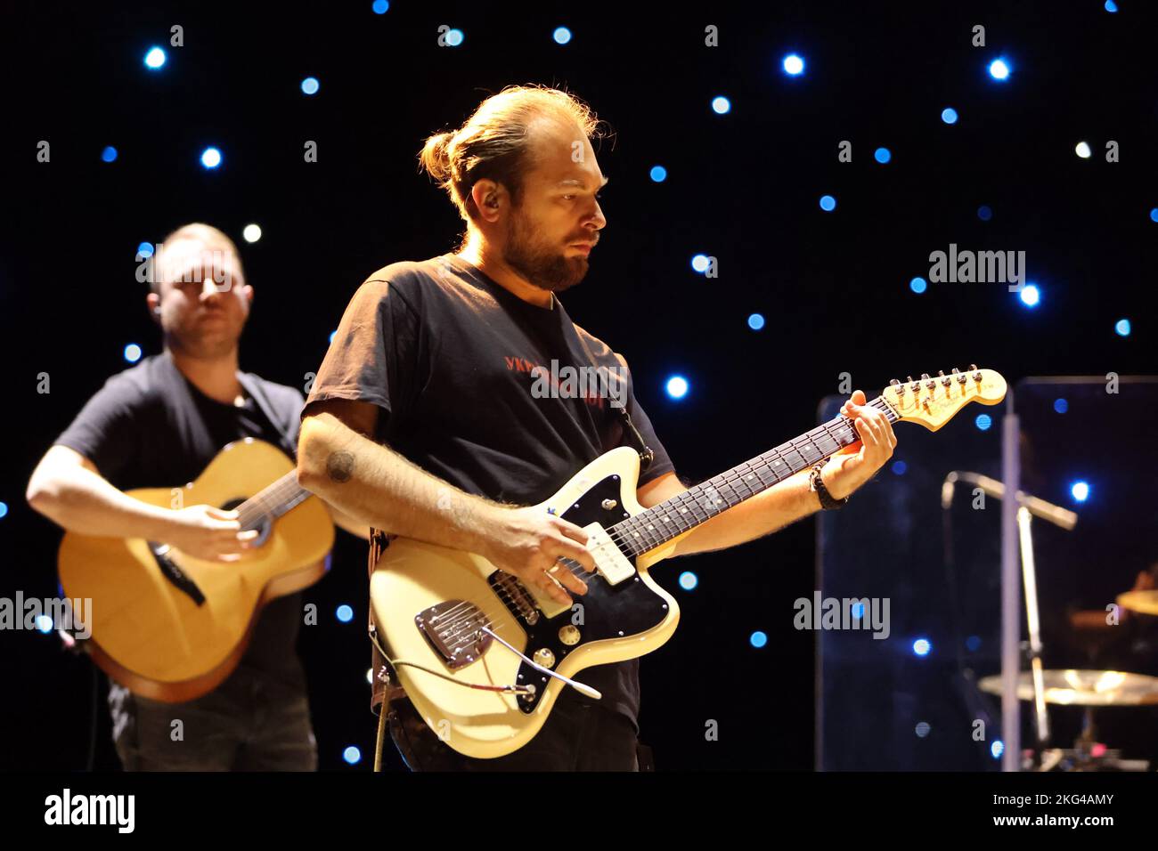 IVANO-FRANKIVSK, UKRAINE - NOVEMBER 19, 2022 - A guitarist is pictured ...