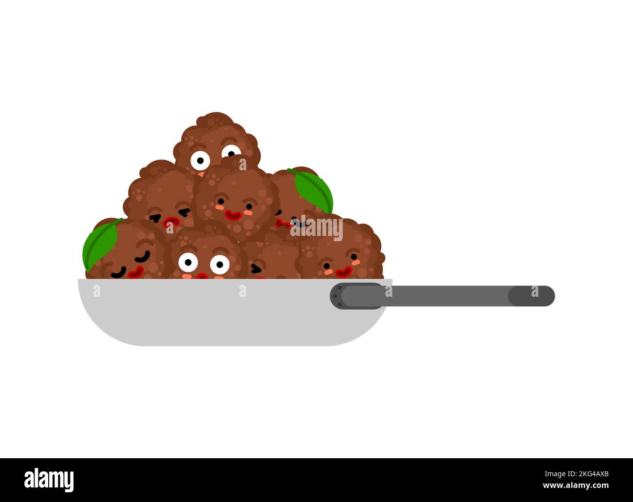 Frying pan with meatballs cartoon food Vector illustration Stock Vector ...