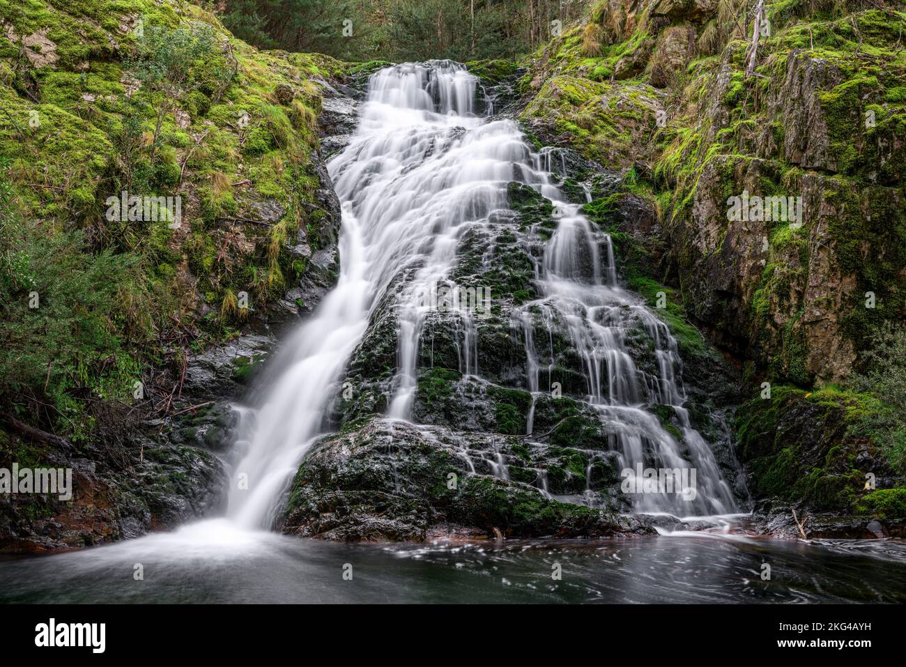 A low angle of the beautiful landscape of Coree falls in Brindabella ...
