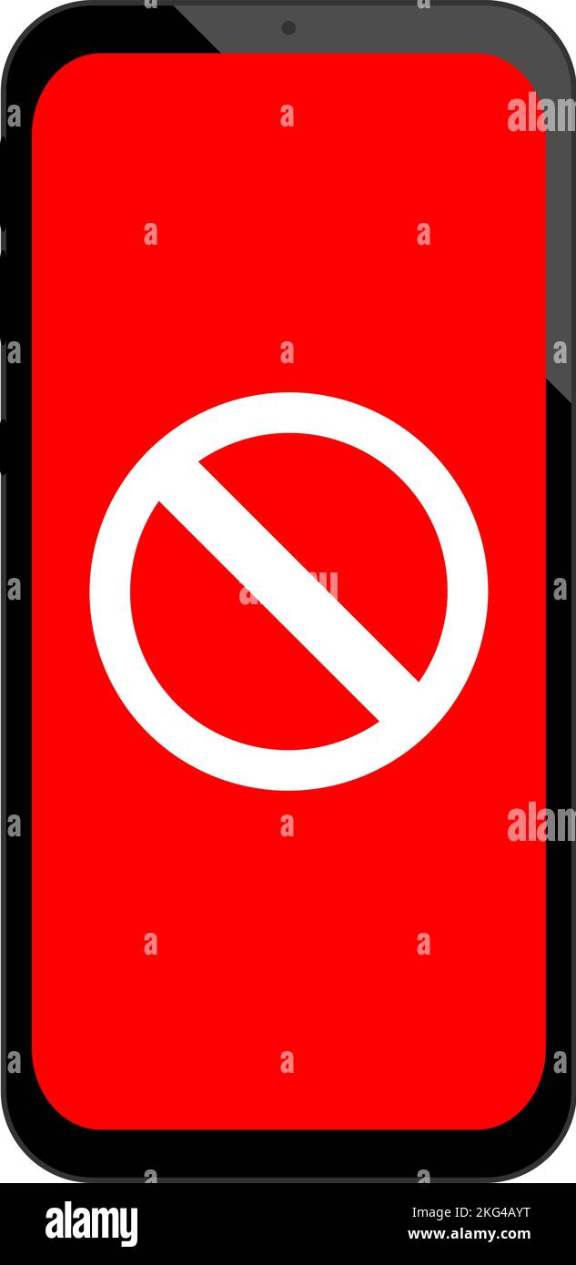 Smartphone with prohibition sign on screen, smartphone with restriction ...