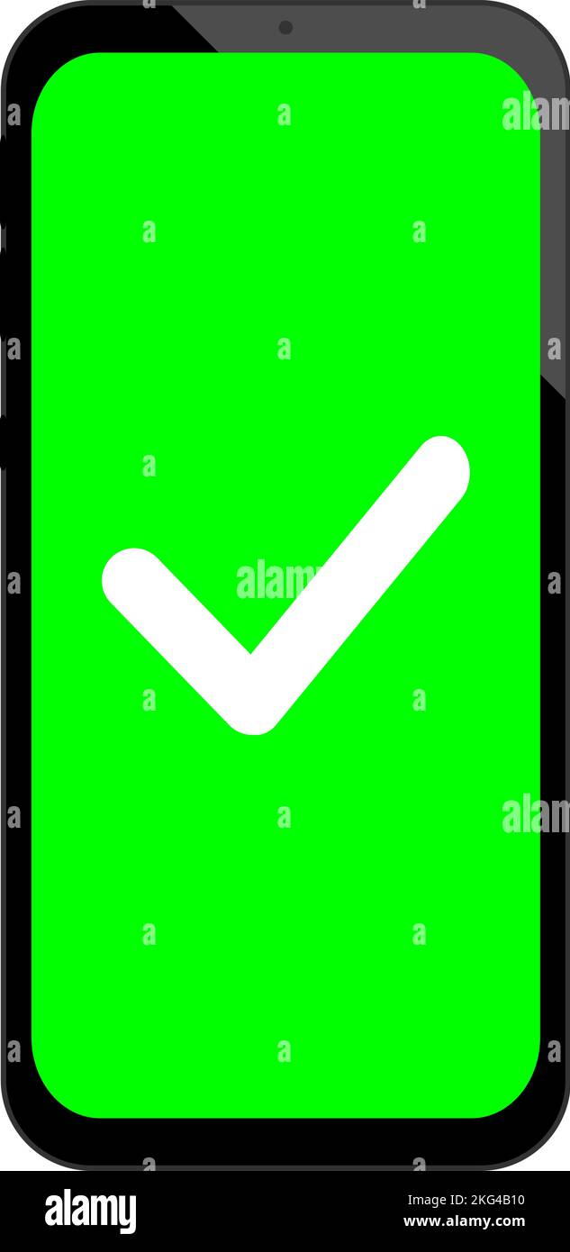 Smartphone with confirmation sign on screen, smartphone with ...