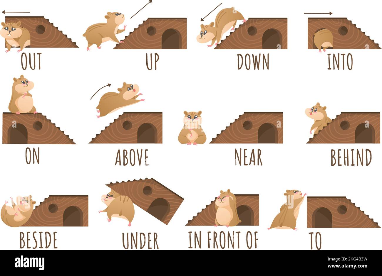 Learn prepositions of place and movement. Hamster character in ...