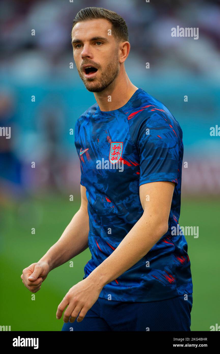 Al Rayyan, Qatar. 21st Nov, 2022. Jordan Henderson of England during ...