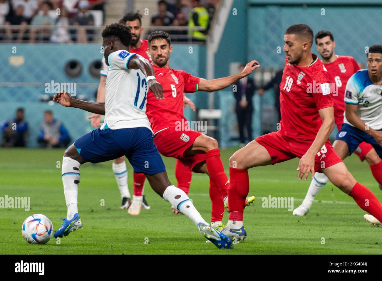 Bukayo SAKA of England with the ball during the FIFA World Cup Qatar ...