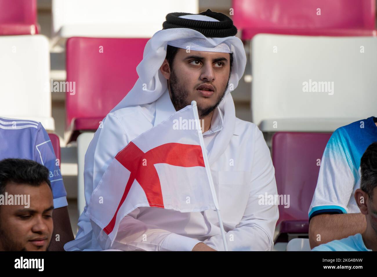 Arabian fan with english flag during the FIFA World Cup Qatar 2022 ...