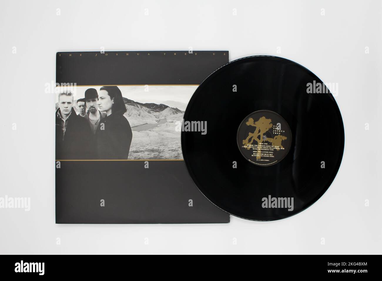 Irish rock band U2 music album on vinyl record LP disc. The record is ... Irish rock band U2 music album on vinyl record LP disc. The record is ...