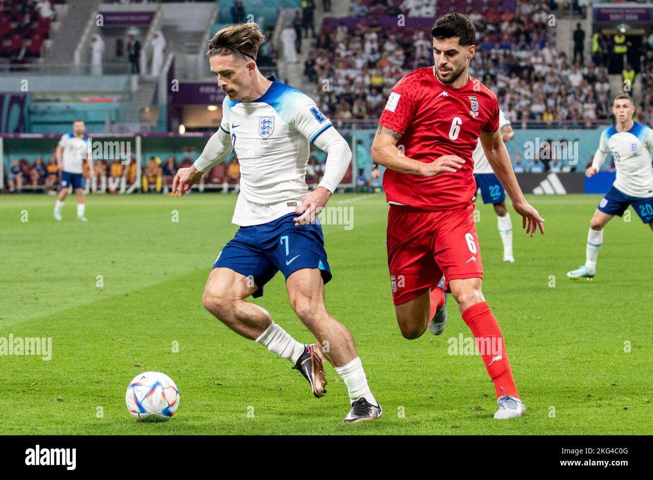 Jack GREALISH of England and Saeid EZATOLAHI of Iran during the FIFA ...