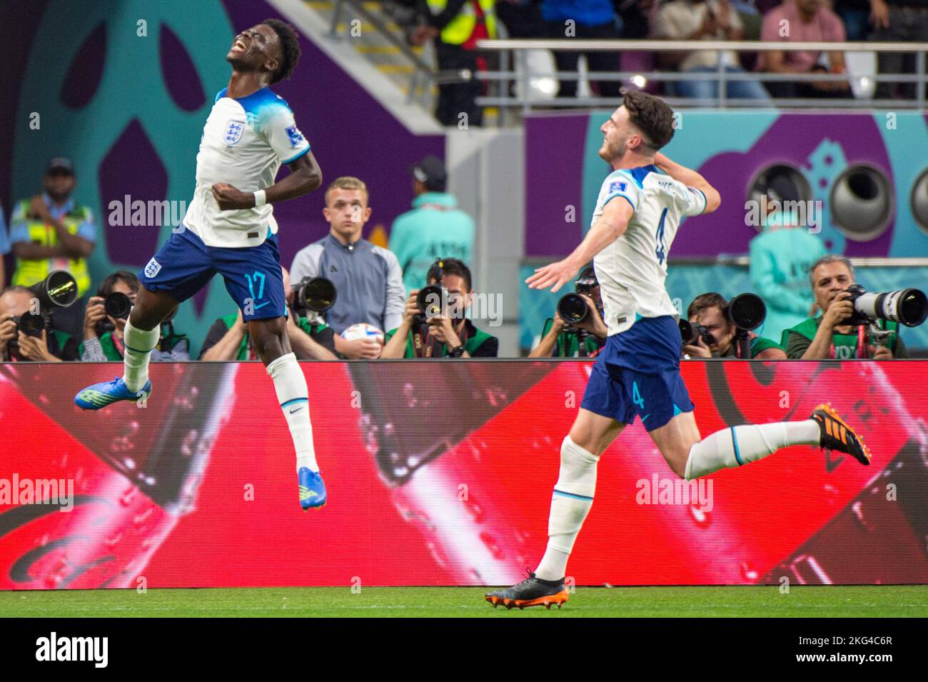 Bukayo SAKA of England celebrates scoring during the FIFA World Cup ...