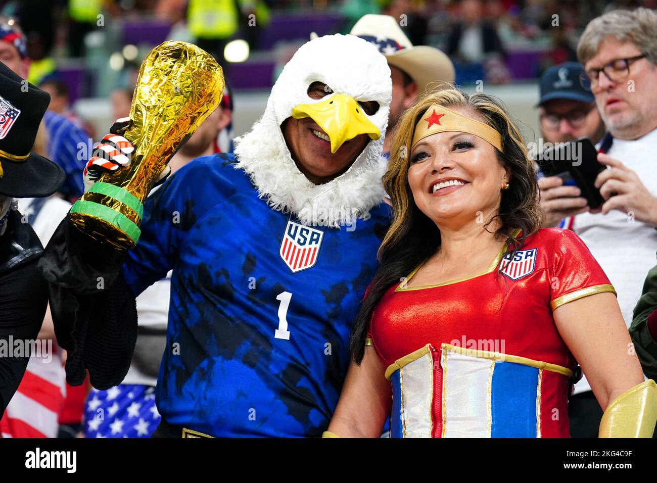USA fans wearing fancy dress ahead of the FIFA World Cup Group B match ...