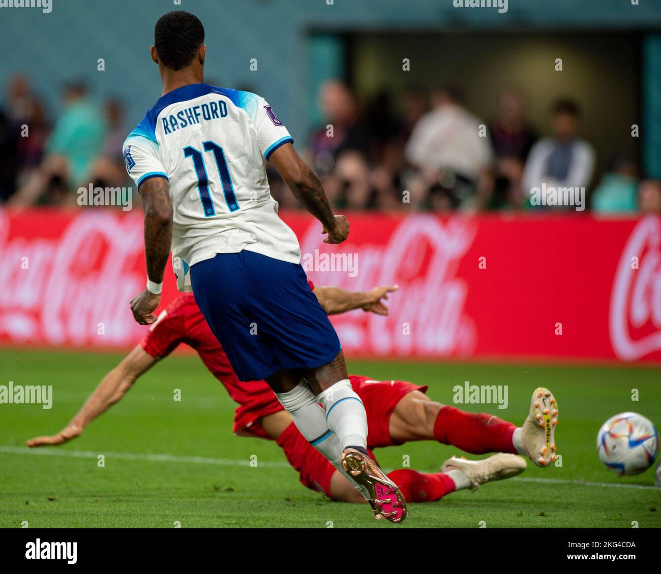 Marcus Rashford of England scores a goal during the FIFA World Cup ...