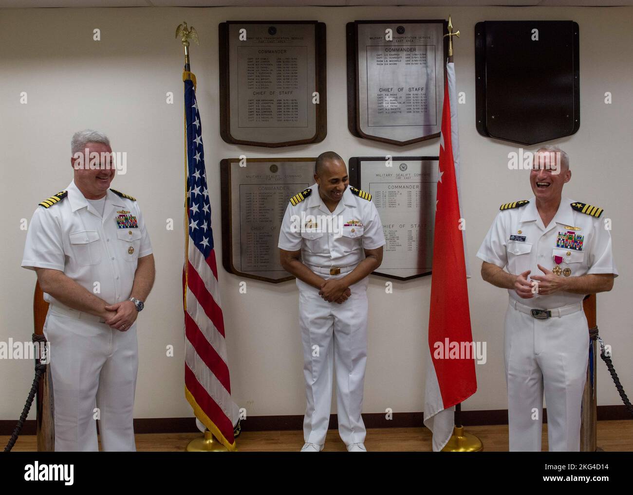 SINGAPORE (Oct. 28, 2022) -- Capt. Robert R. Williams, left, relieves ...