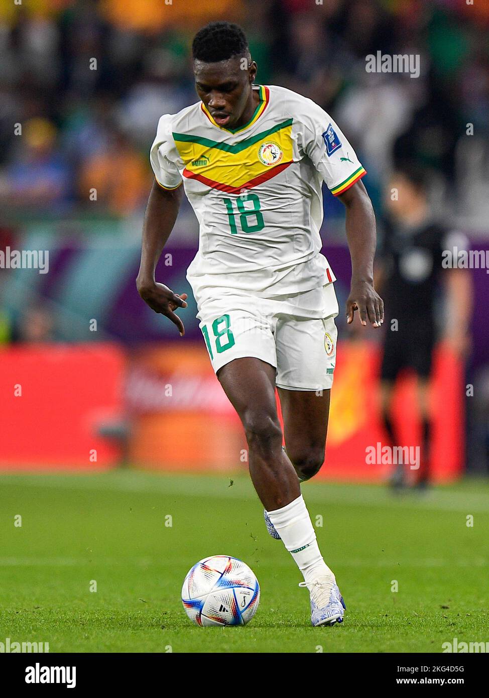 DOHA, QATAR - NOVEMBER 21: Ismaila Sarr of Senegal runs with the ball ...