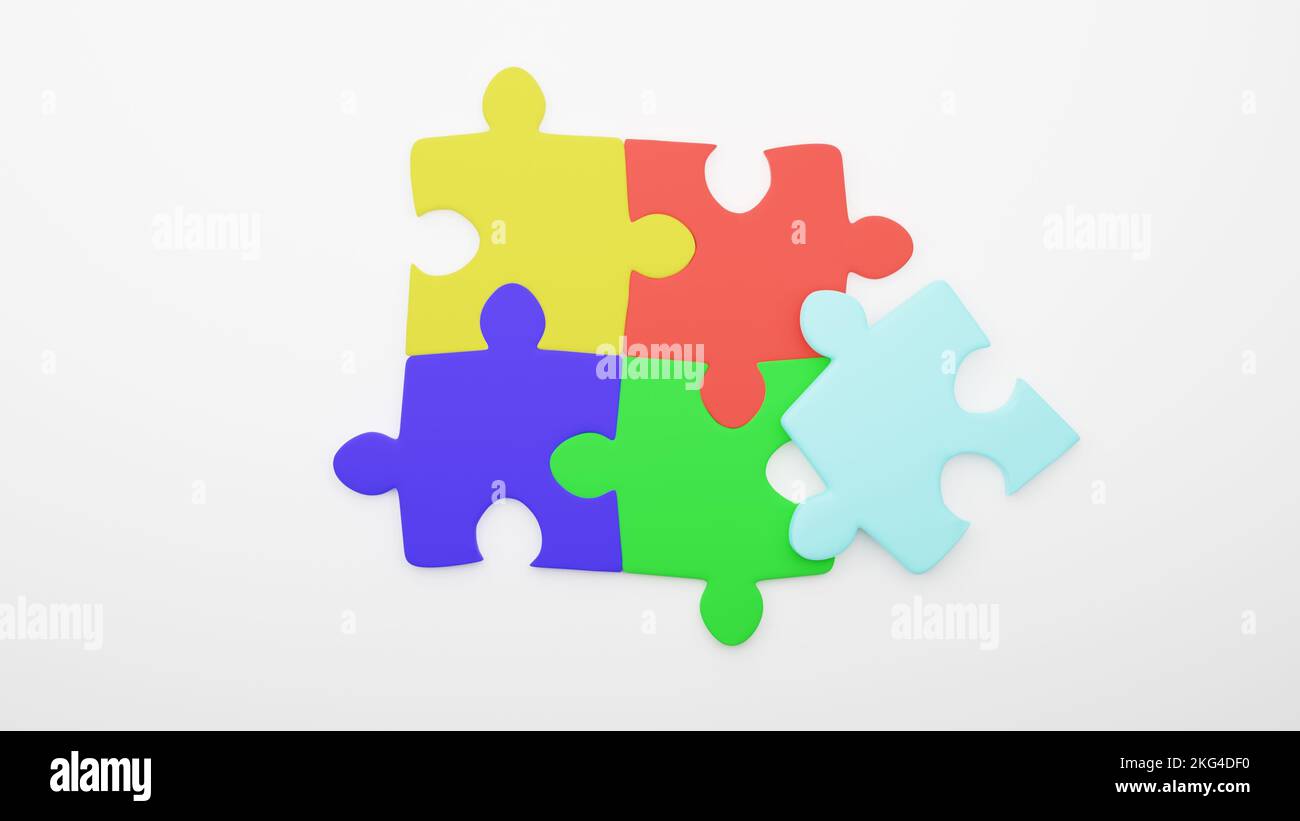 Autism symbol multicolored jigsaw puzzle isolated on white background ...