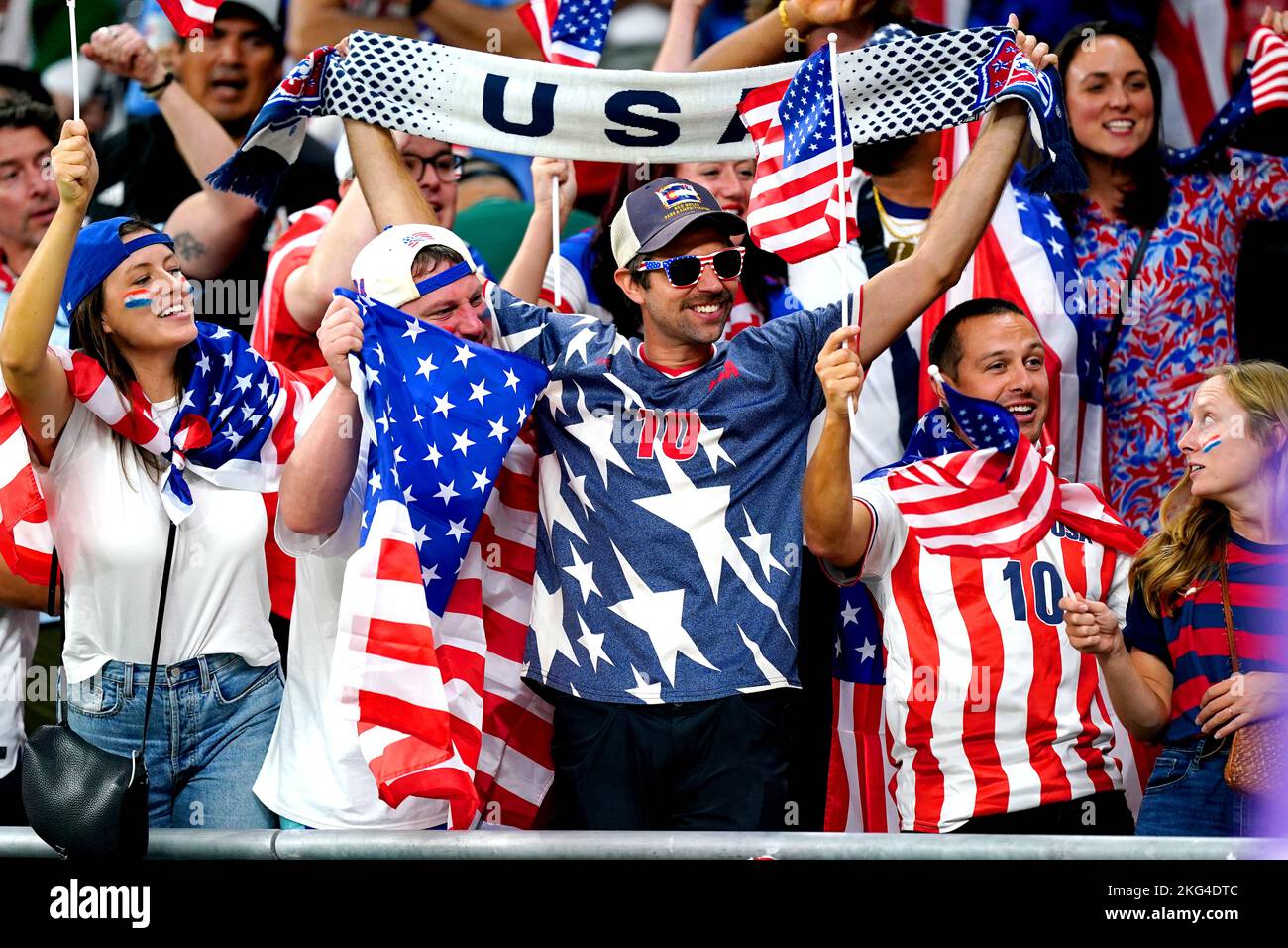 USA fans in the stands ahead of the FIFA World Cup Group B match at the ...