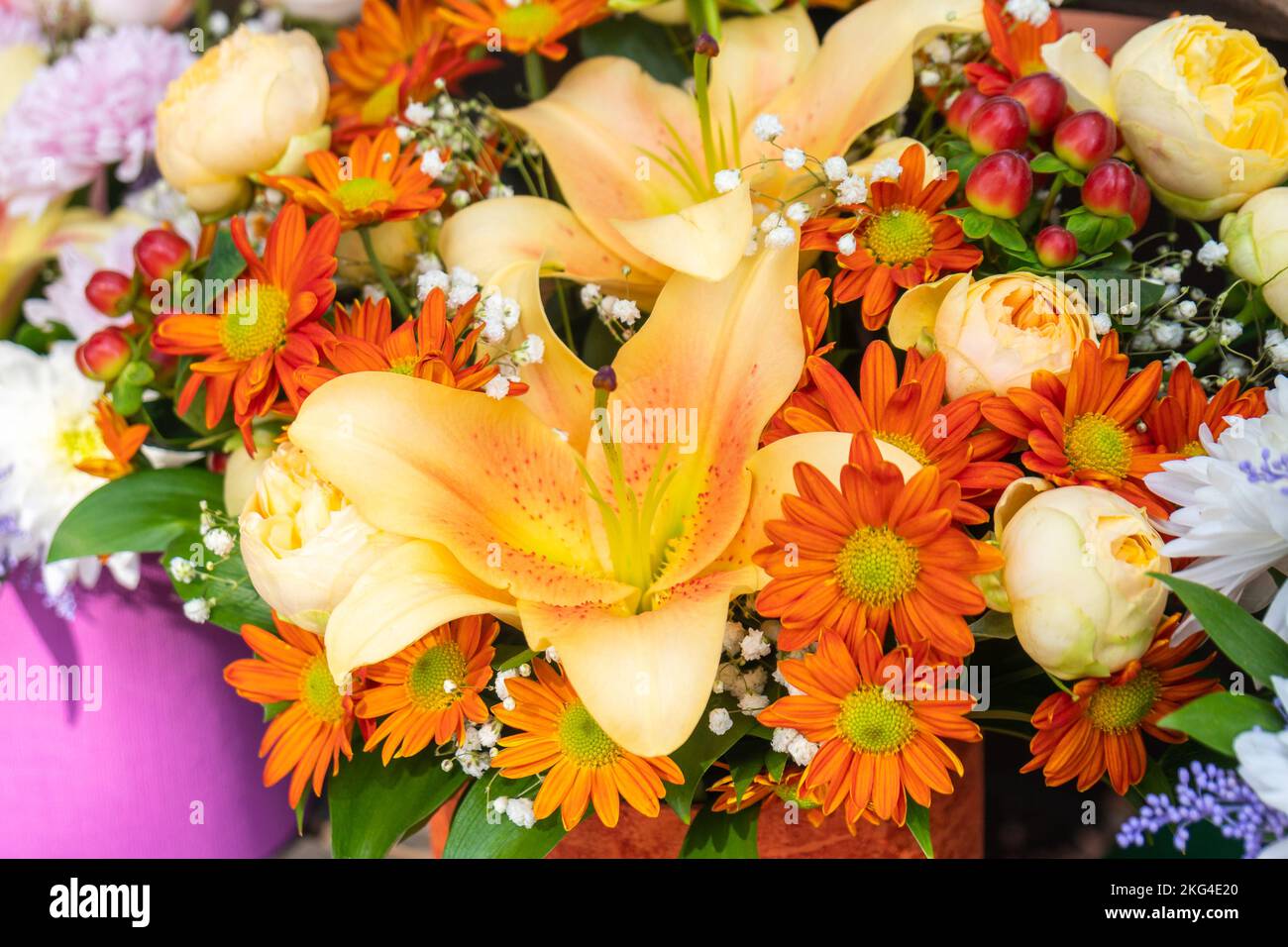 Beautiful bouquet of different varieties of flowers Stock Photo - Alamy