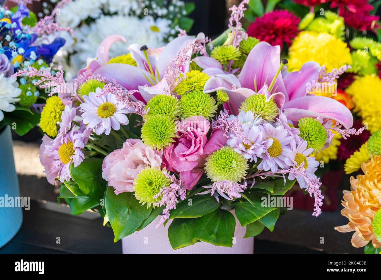 Beautiful bouquet of different varieties of flowers Stock Photo - Alamy
