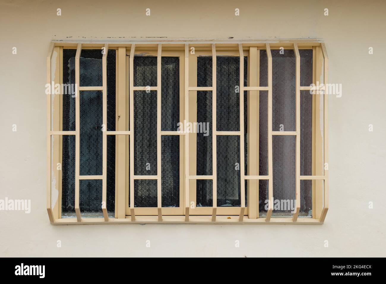 Window Divided into Four Light Yellow Sections with White Bars Stock ...