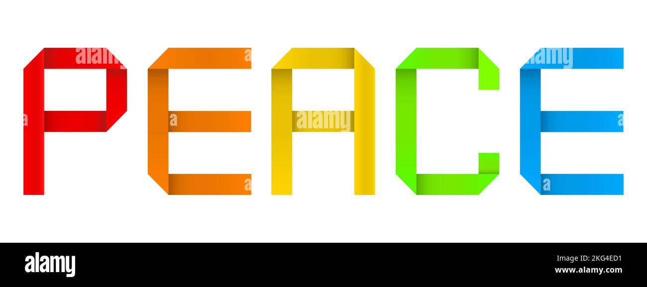 Concept or conceptual paper origami font forming the word PEACE ...