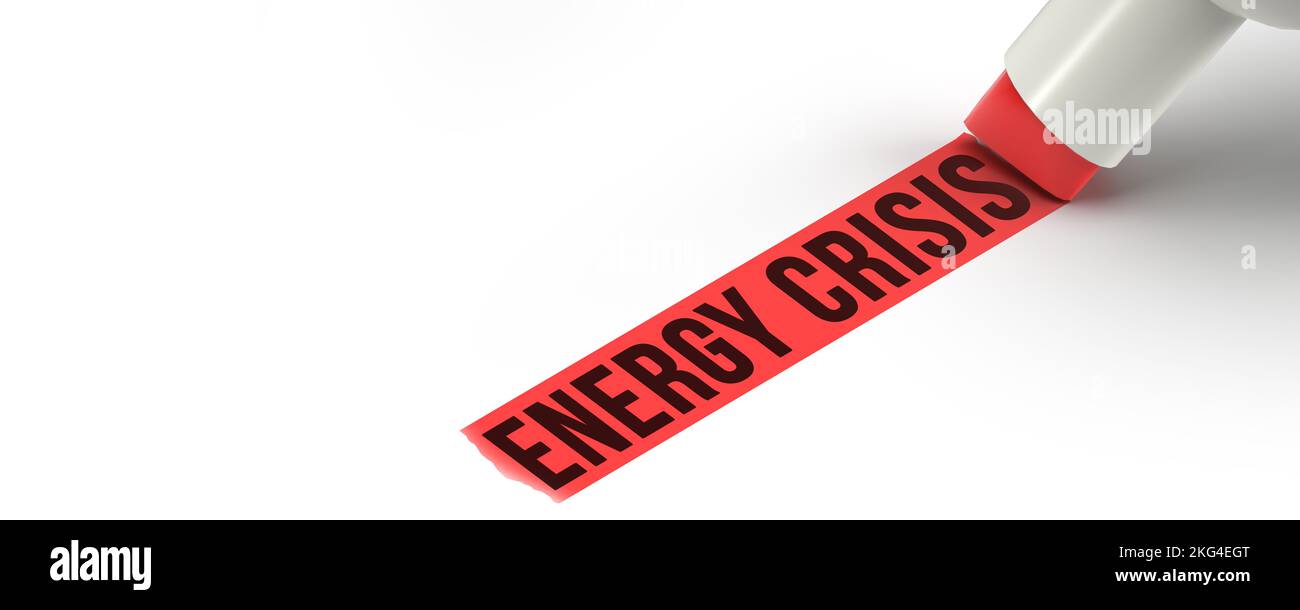 Energy Crisis Text Highlighted Underline Red Ink Marker Pen Or Drawing Highlighter Pencil