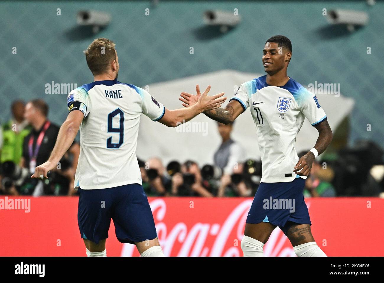 Harry Kane and Marcus Rashford of England during England vs Iran match ...