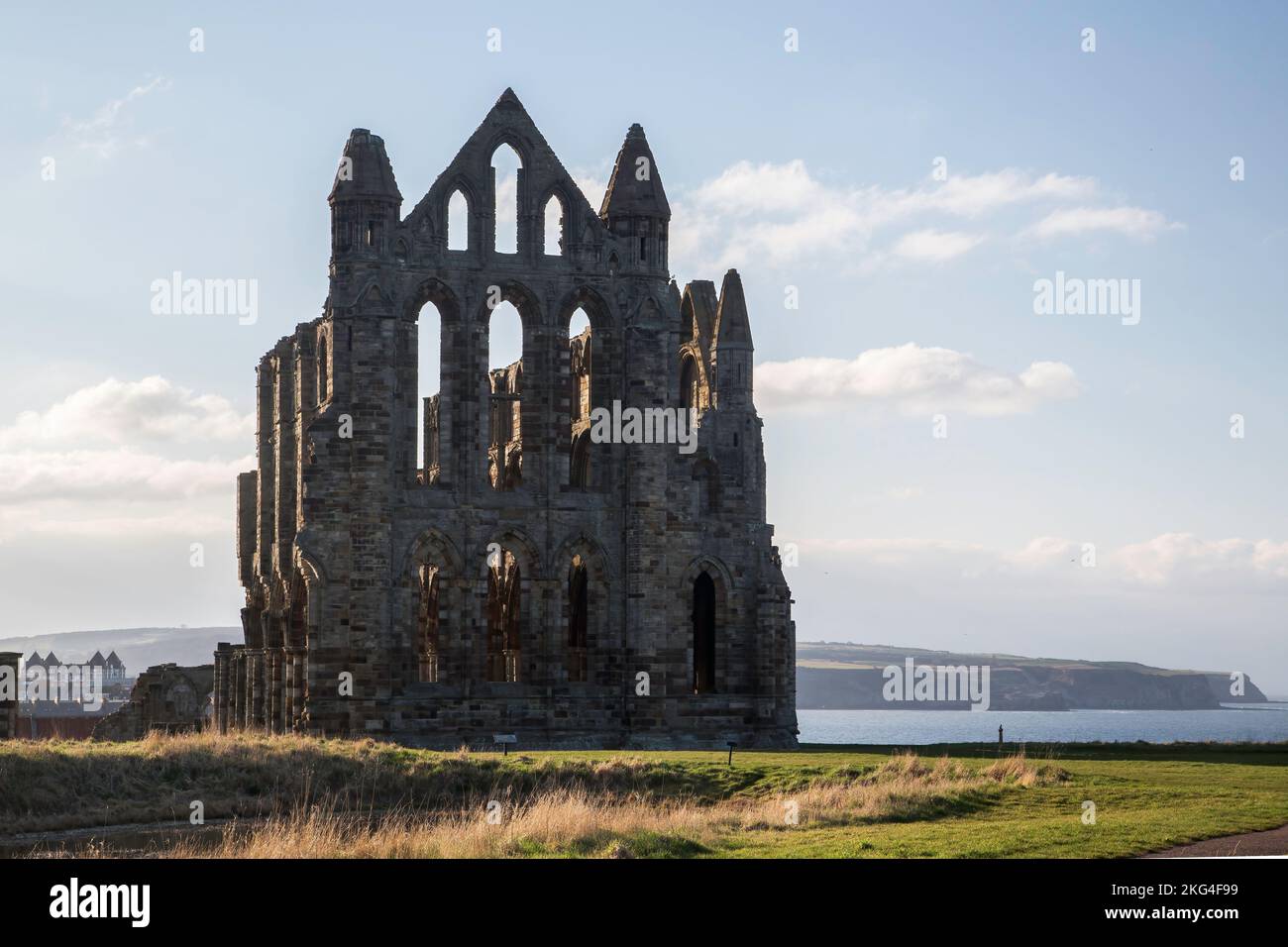 view of ruins of Whitby Abbey, Whitby, North Yorkshire, United Kingdom ...