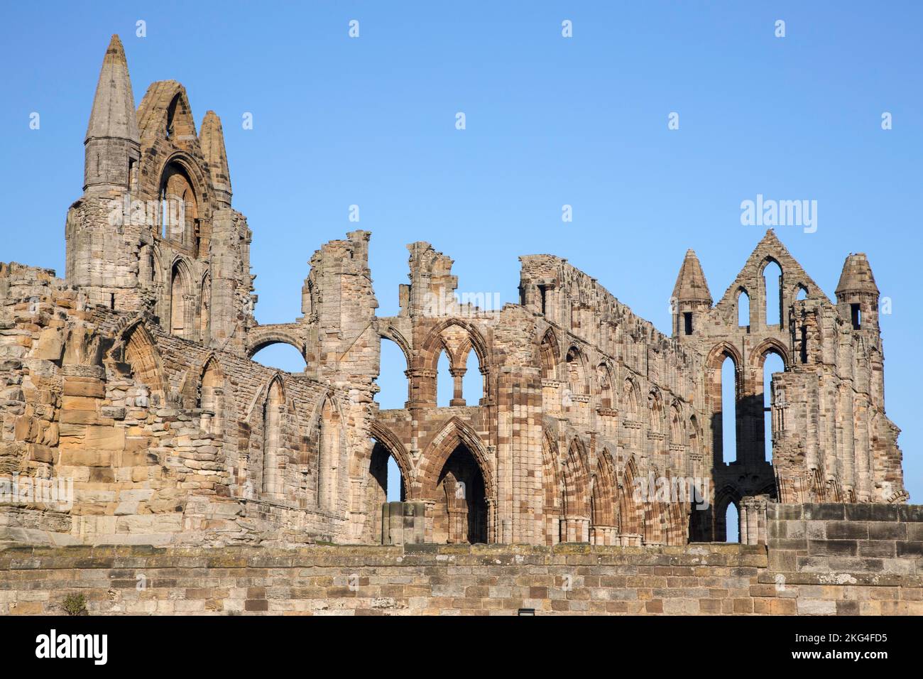 view of ruins of Whitby Abbey, Whitby, North Yorkshire, United Kingdom ...