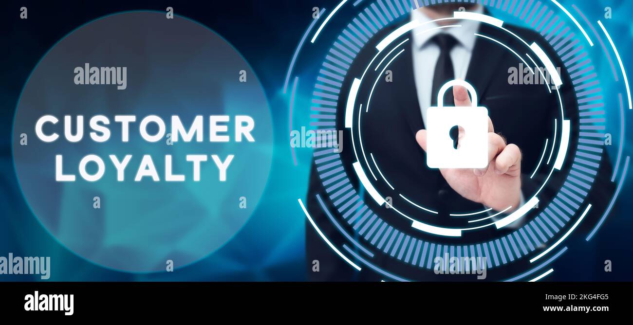 Text Caption Presenting Customer Loyalty Word Written On Client Satisfaction Longterm Relation