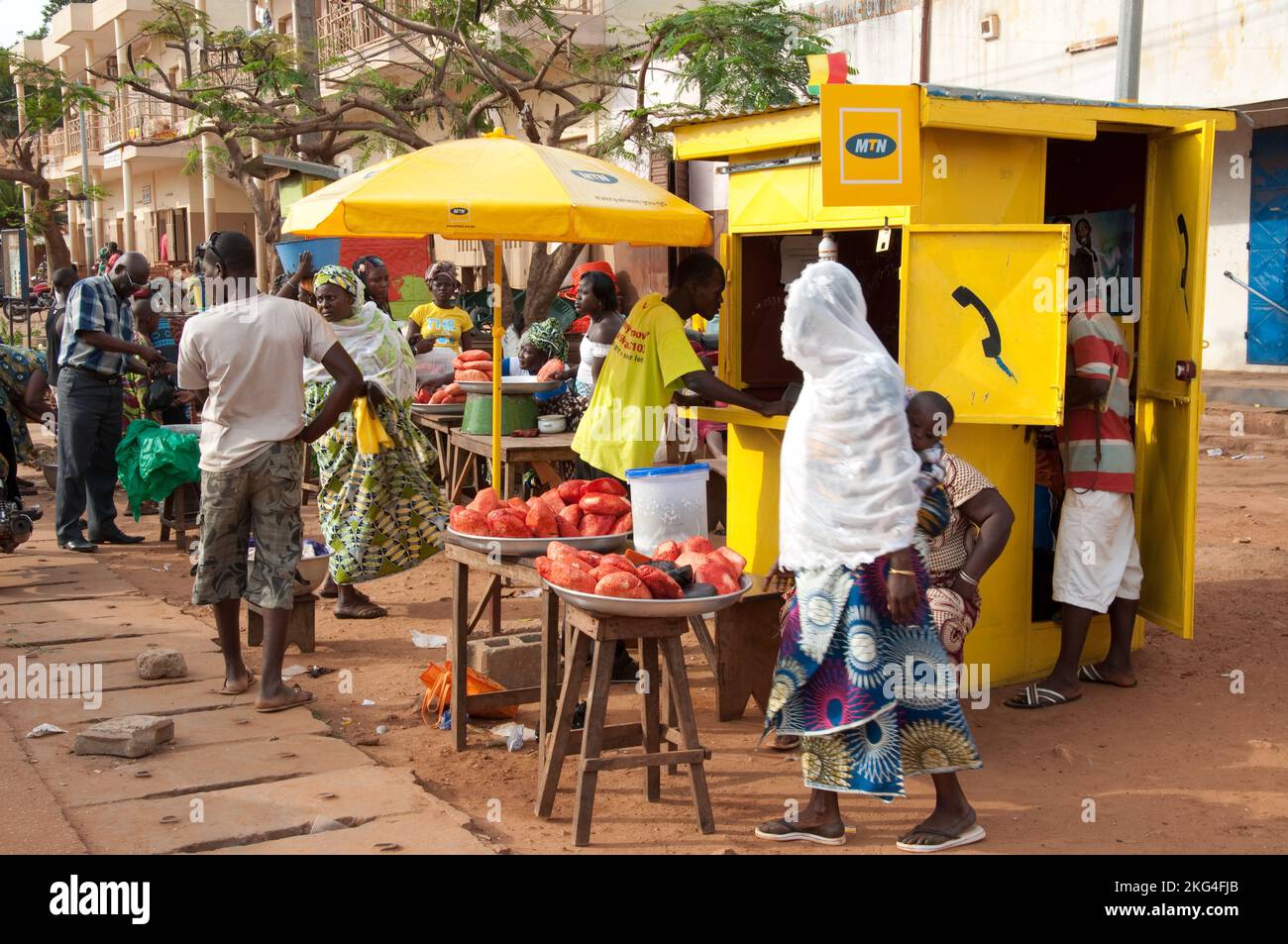 Market, Natitingou, Benin - market stalls, sellers and buyers; cheese ...