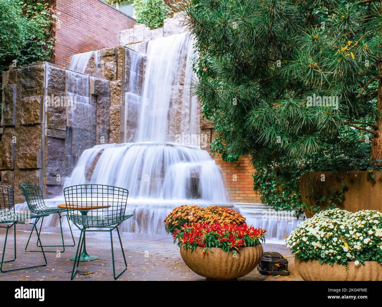 A beautiful shot of a flowing cascade waterfall structure in Greenacre ...