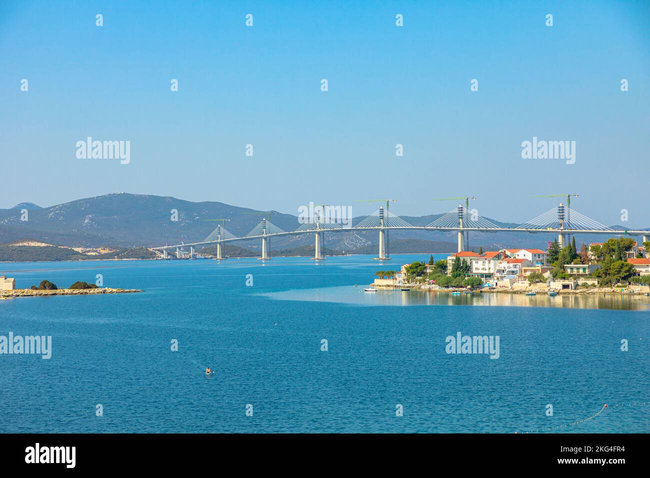 Peljesac Bridge in Croatia. Peljesac Bridge links the southeastern ...