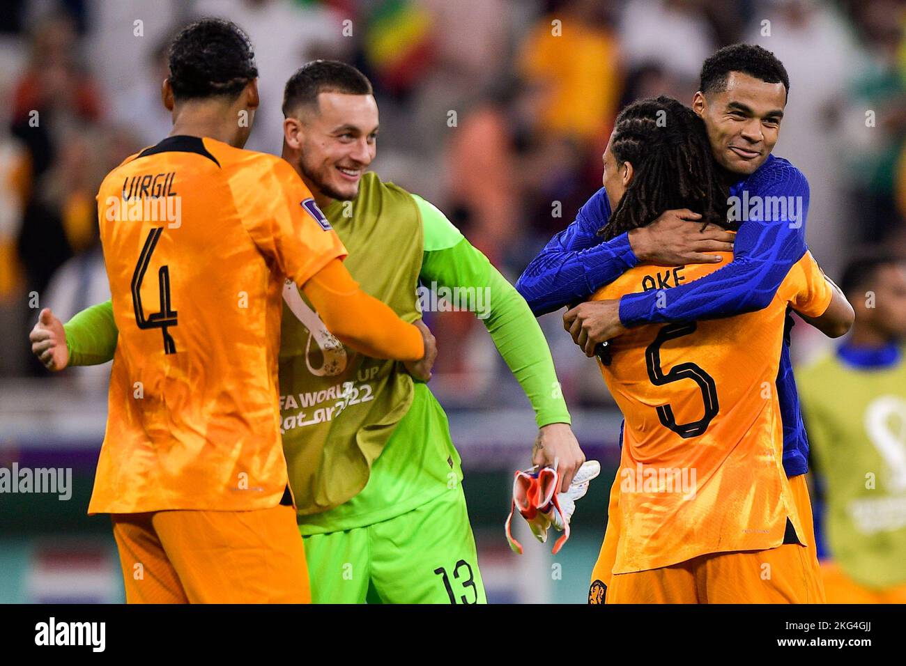 DOHA, QATAR - NOVEMBER 21: Virgil van Dijk of the Netherlands, Justin ...
