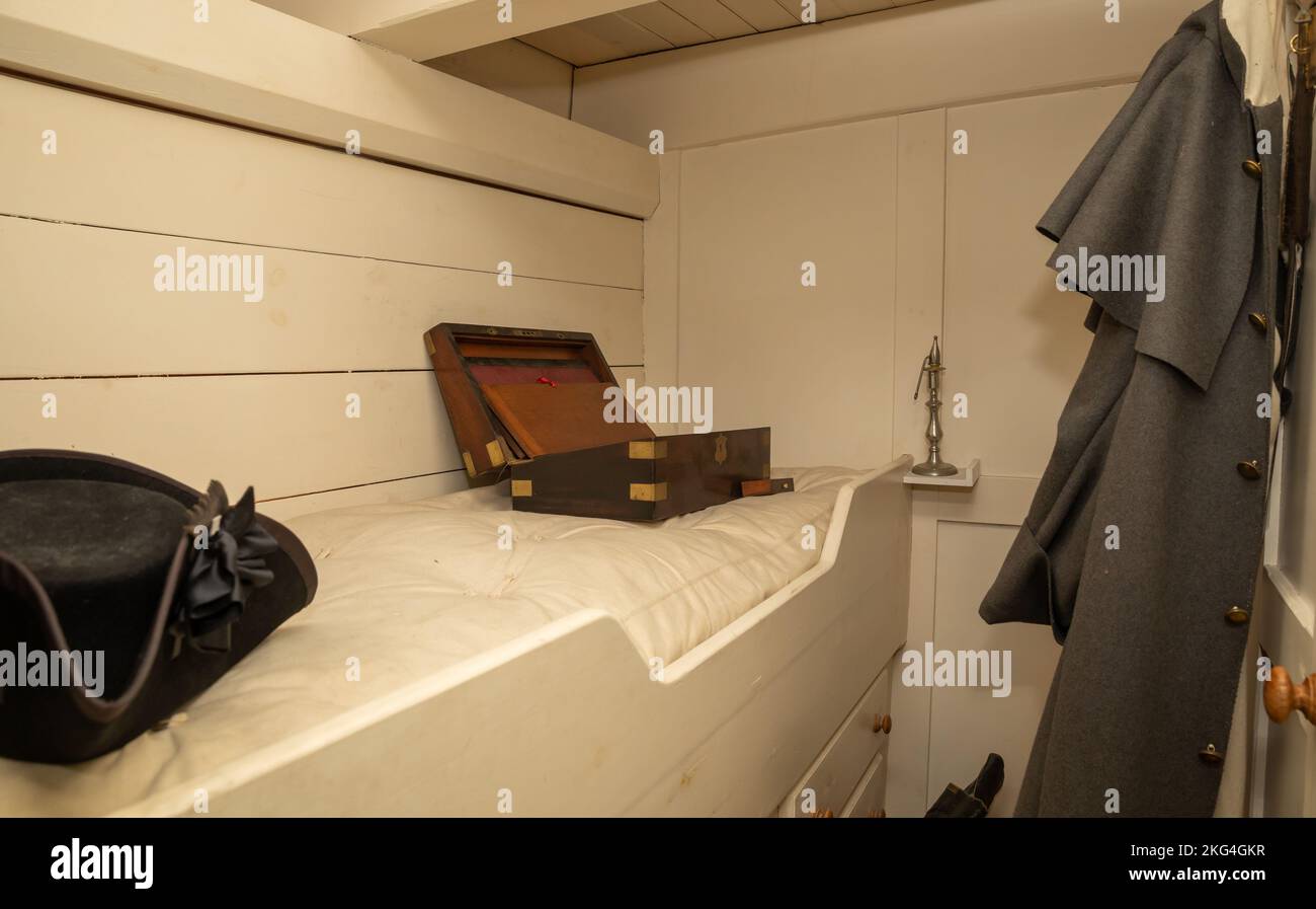 Example of a packet ship cabin on display at the National Maritime Museum, Cornwall, in Falmouth ...