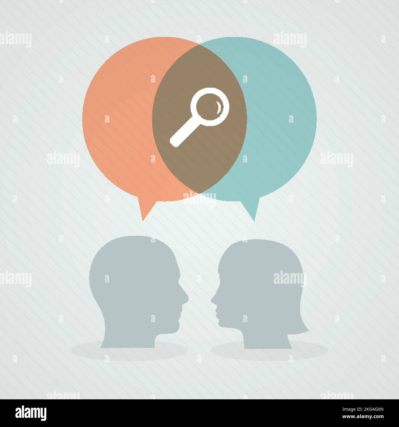 Dialog about research. Speech bubbles, woman and man head. Vector ...