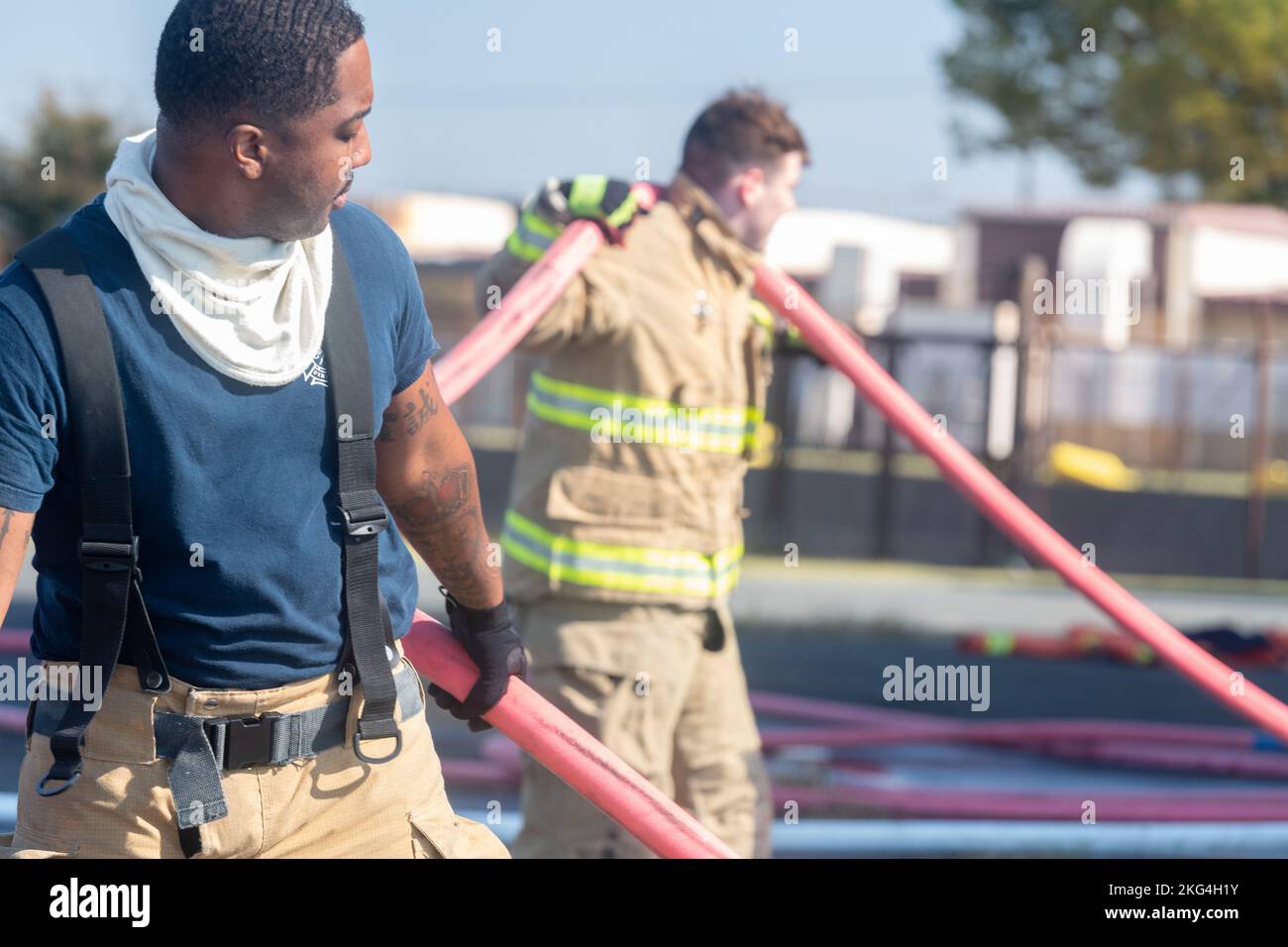 Airman 1st Class Corey White, 374th Civil Engineer Squadron fire truck ...