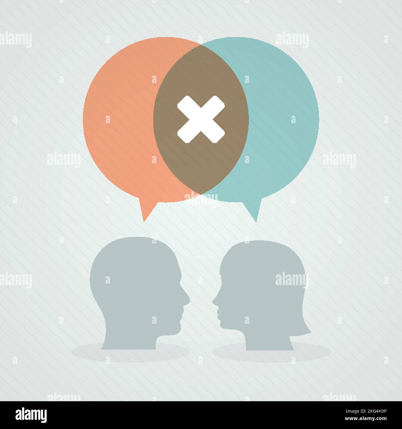 Dialog about negativity. Speech bubbles, woman and man head. Vector ...