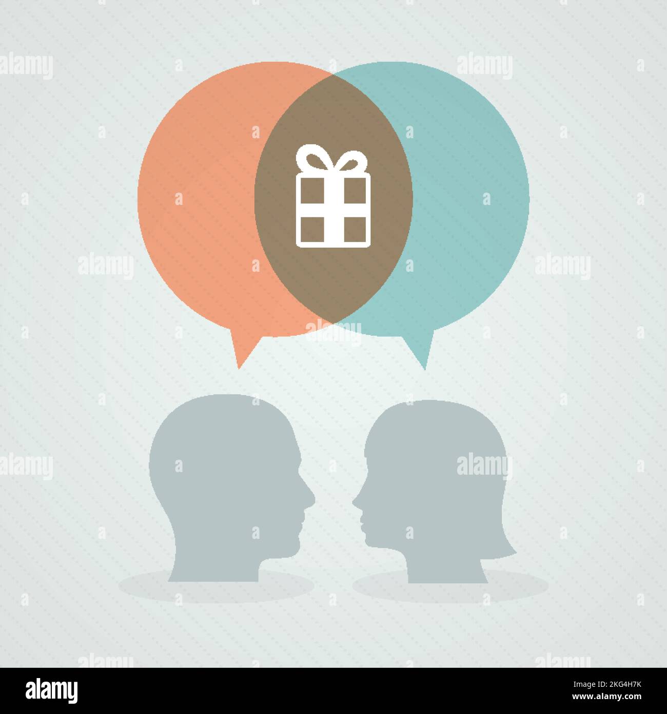 Dialog about gift. Speech bubbles, woman and man head. Vector ...