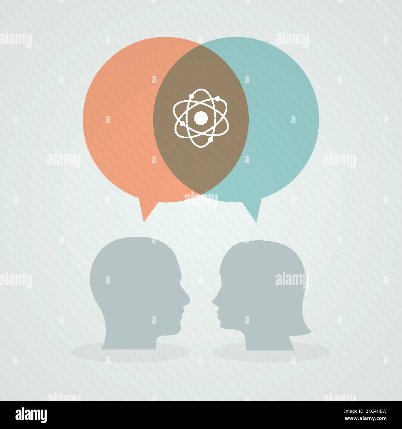 Dialog about science. Speech bubbles, woman and man head. Vector ...