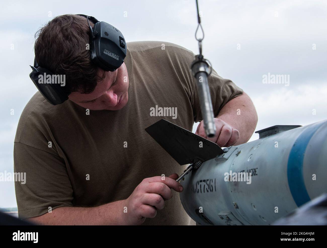 Senior Airman Hunter Brooks, 43rd Fighter Generation Squadron, secures ...