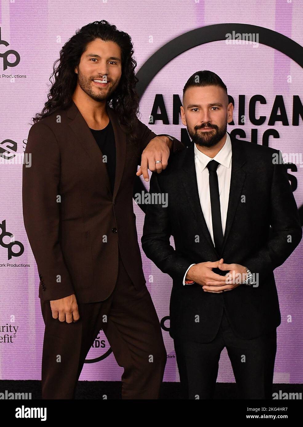 Dan Smyers and Shay Mooney of Dan + Shay attend the 2022 American Music ...
