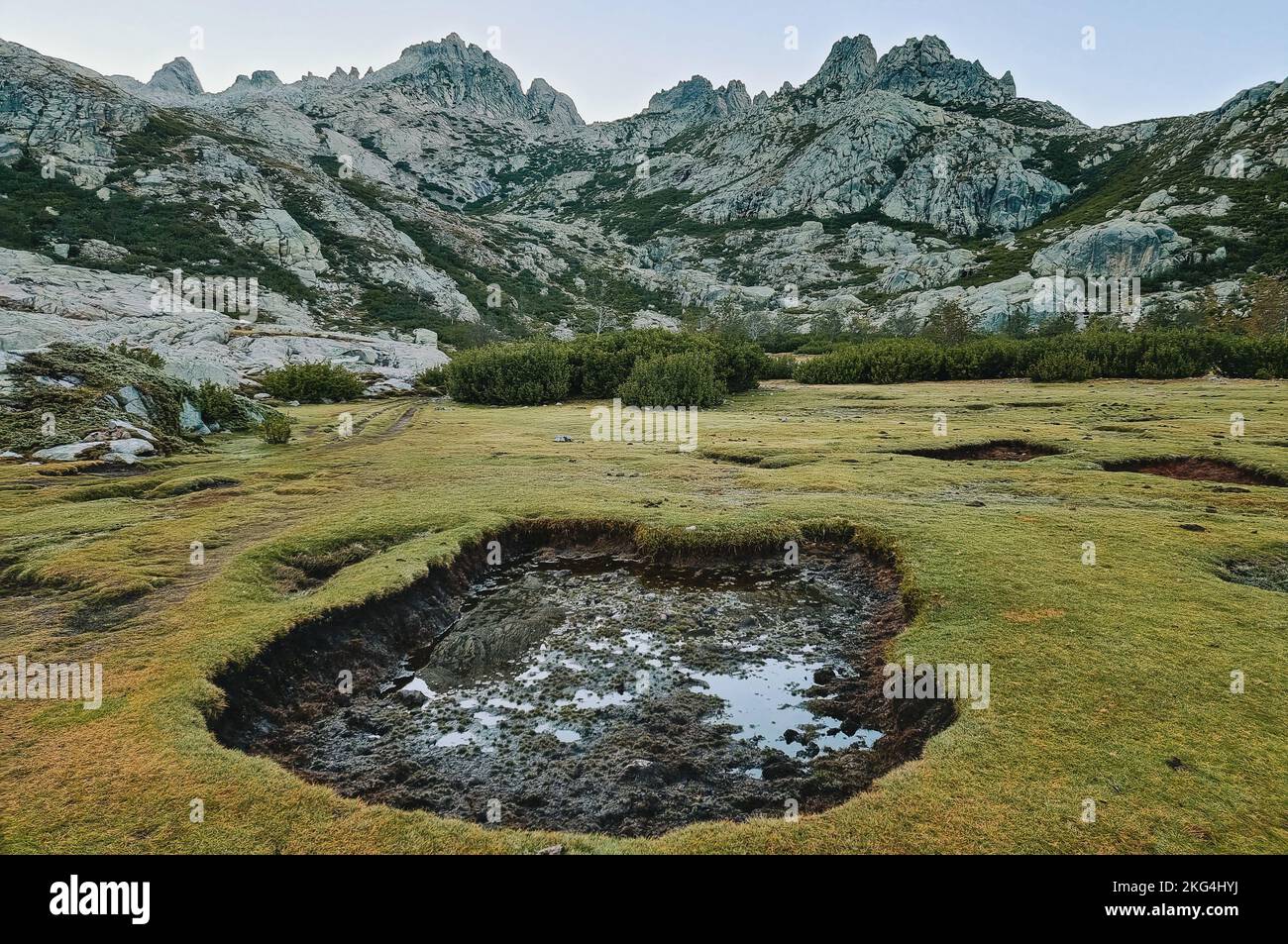 Small plateau of pozzines during the climb to Bocca alle Porte, GR20 ...