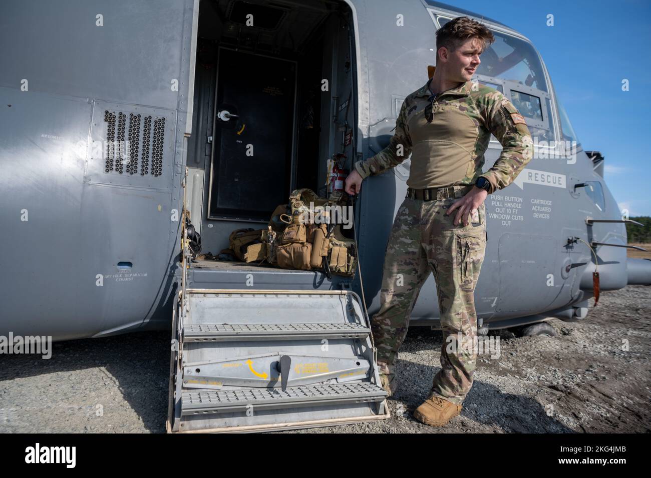 U.S. Air Force CV-22 Osprey crew member assigned to the 21st Special ...