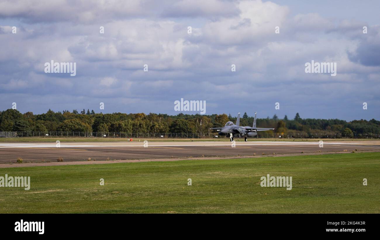 An F-15E Strike Eagle assigned to the 492nd Fighter Squadron prepares ...