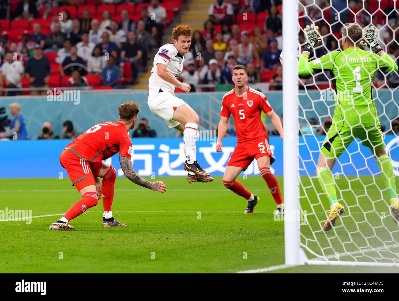 USA's Josh Sargent (second left) attempts a shot on goal during the ...