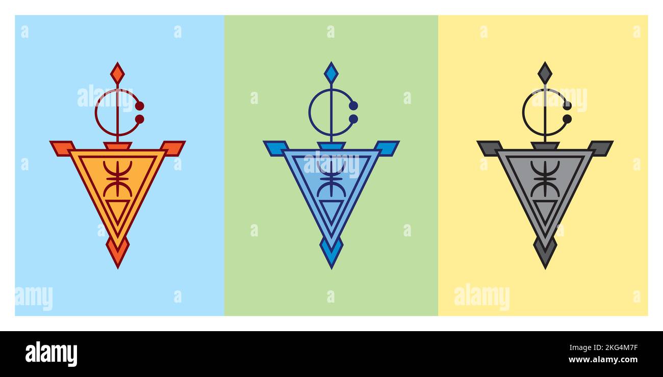 Set of Tazerzit on Colorful Background. The Amazigh Jewelery Symbol ...
